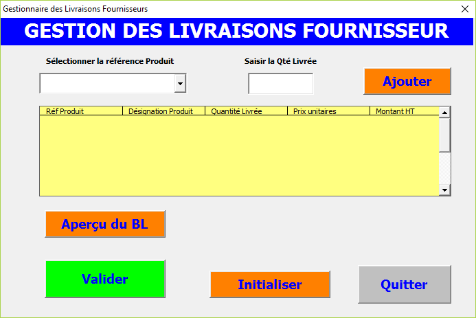 Excel - Gestionnaire des Commandes et Livraisons